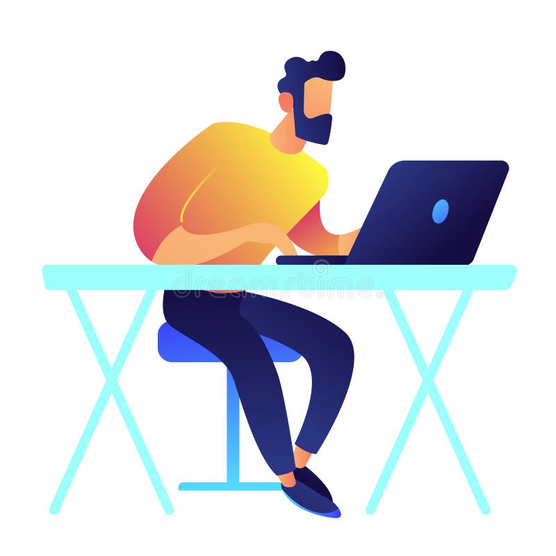 Programmer Working On Laptop Vector Illustration Stock Vector