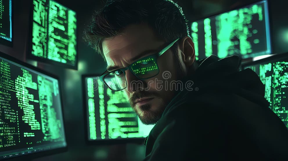 Programmer Working Late at Night on Computer Code Stock Image - Image of binary, code: 373022901
