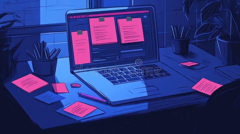 Programmer Working Late at Night on Cyber Security Project Stock Photo ...