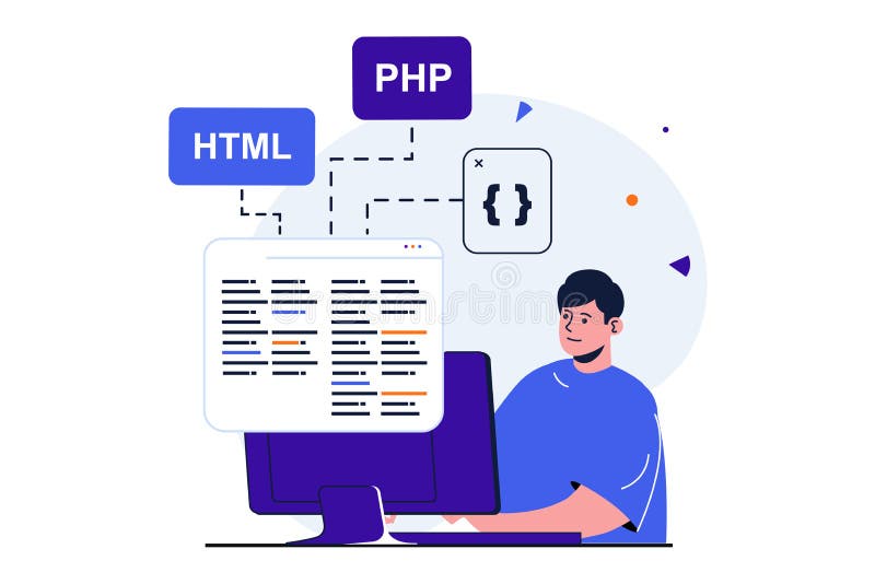 Programmer Working Modern Flat Concept for Web Banner Design. Stock ... Programmer Working Modern Flat Concept for Web Banner Design. Stock ...