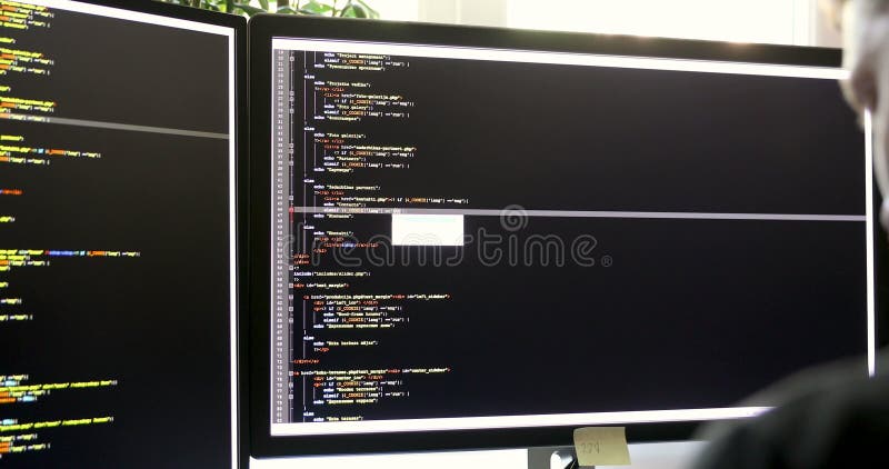 4k Programming Code Running Over Computer Screen Terminal Hacking Loop Animation Stock Video