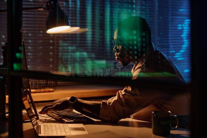 Programmer Working Overtime In Office Stock Image Image Of Desk Programmer 264520999