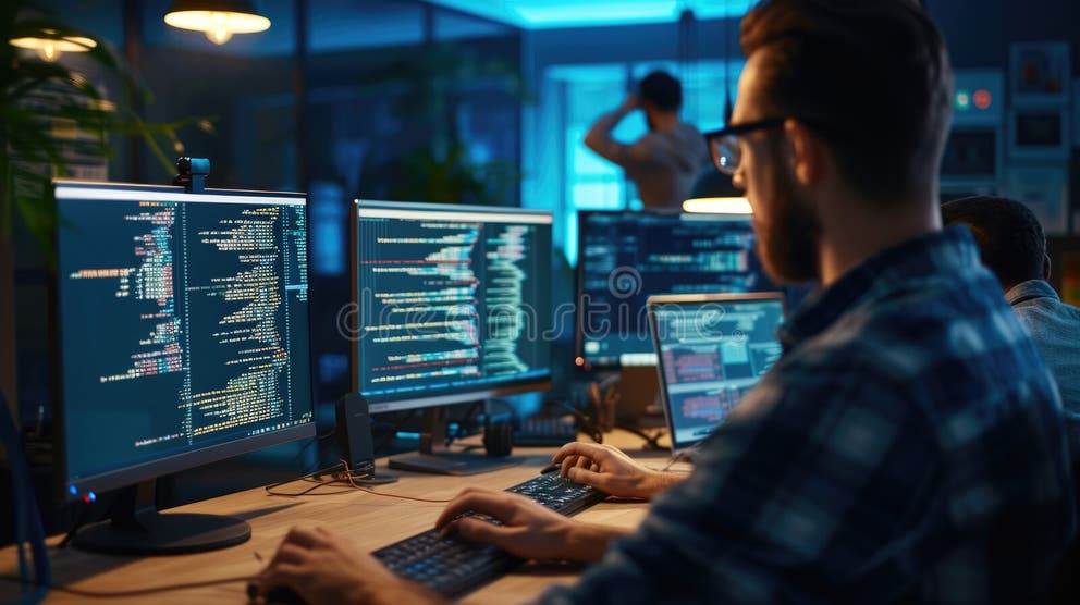 Programmer Working with Software Development and Coding in Office AIG41 ...