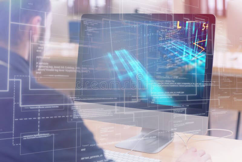 Programmer Working in a Software Development and Coding Technologies. Website Design Stock Image ...