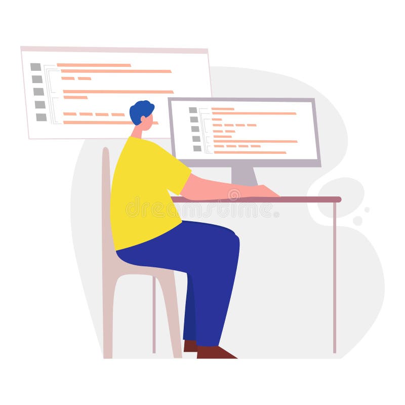 Programmer Working On Web Development On Computer Concept Of Script Coding And Programming In