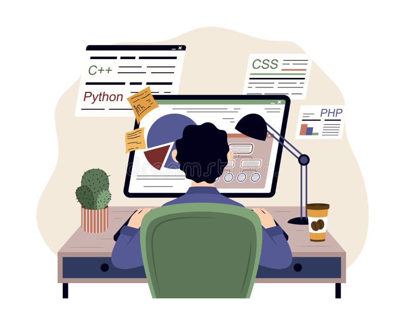 Set of programmers working stock vector. Illustration of programming ...