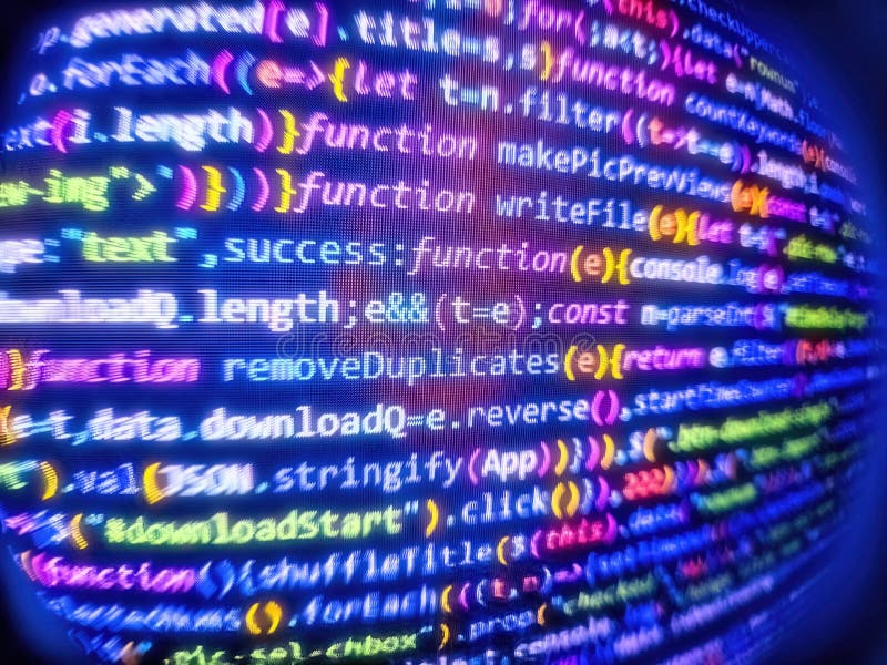 Programmer Workplace Abstract Program Code On Computer Screen Programmer Working Of Software