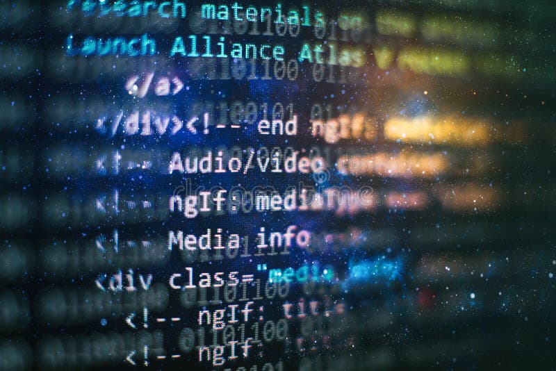 Programmer Workplace. Big Data Storage and Cloud Computing Representation. Programming Code ...