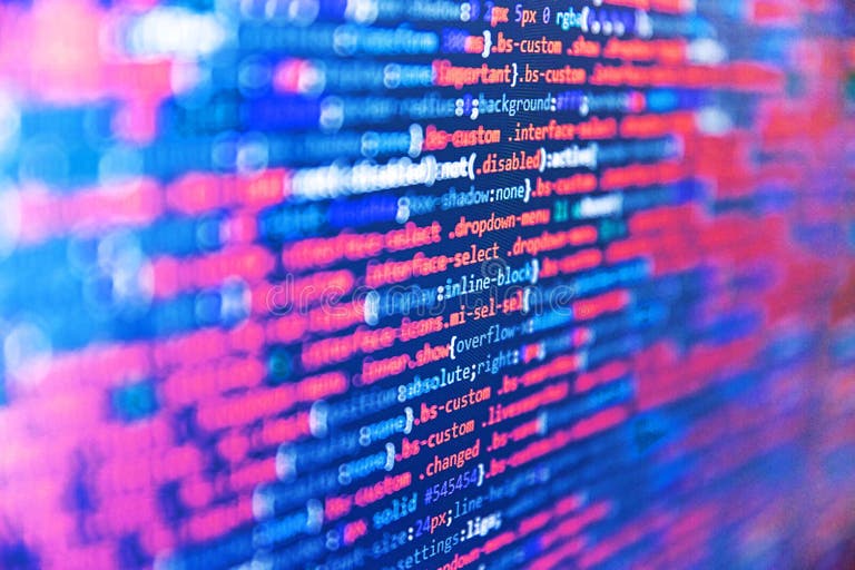 Programmer Workplace. Data Encryption Security Code on a Computer Display. Programmer Typing New ...