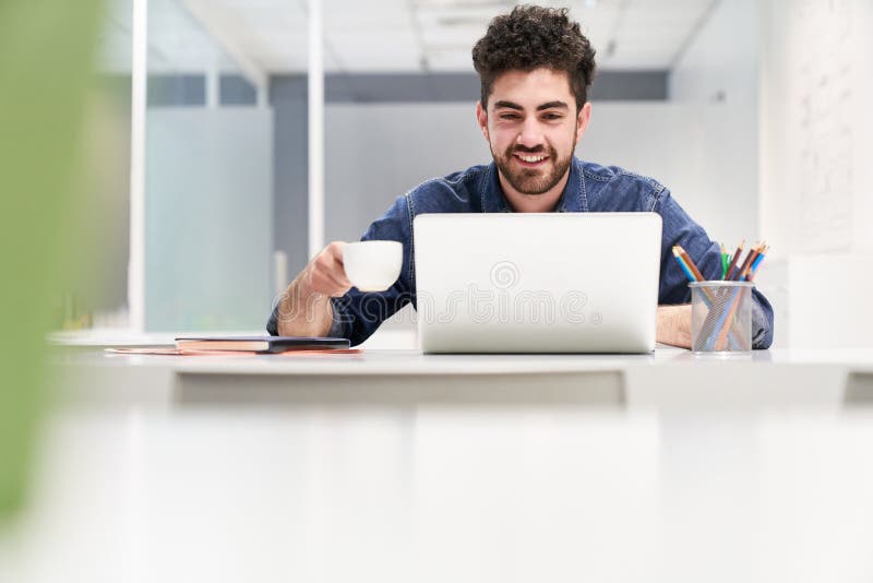 Programmer Works on Laptop Computer Stock Photo - Image of entrepreneur ...