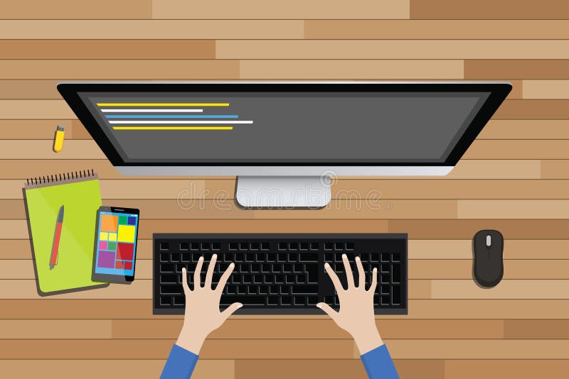 Workspace Top View stock vector. Illustration of device - 53227696