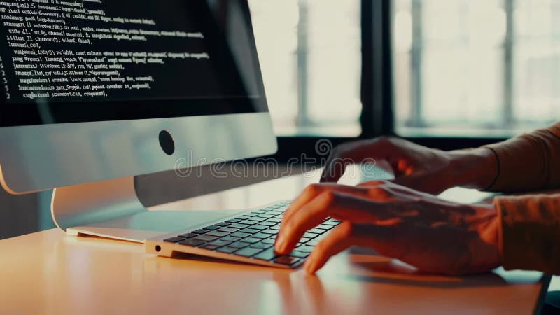 Programmer Writing Code on Computer Keyboard in Office Stock Video - Video of career, screen ...