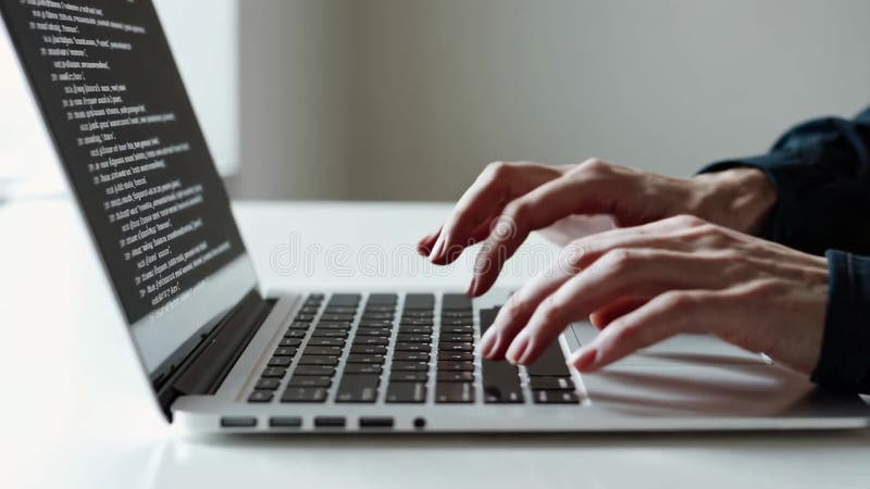 Programmer Writing Code on Laptop Keyboard Montage Stock Footage ...