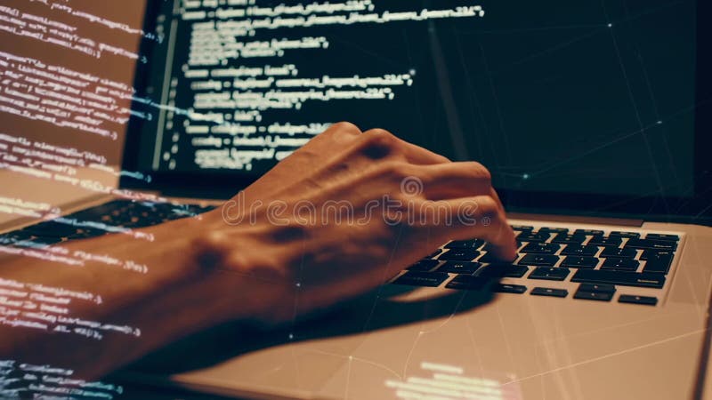 Programmer Writing Code on Laptop Keyboard in Montage Stock Video - Video of keyboard, freelance ...