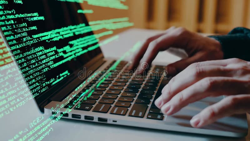 Programmer Writing Code On Laptop Keyboard Stock Footage Video Of Futuristic Debugging 375550170