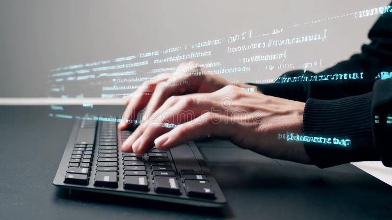 Programmer Writing Code On A Wireless Keyboard Stock Footage Video Of