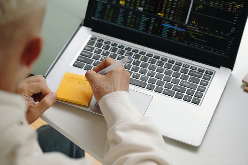Programmer Writing Password on Note Stock Image - Image of laptop, note ...