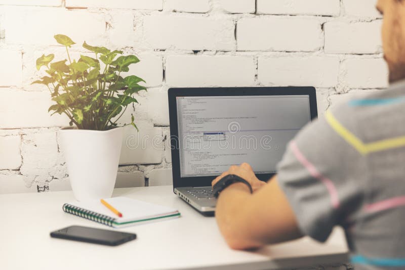 Programmer Occupation Writing Programming Code On Laptop Stock Image Image Of Human 7743