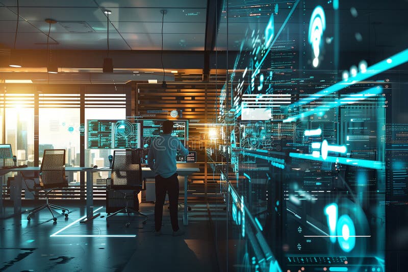 Programmers Analyzing Data from Servers in an Office Environment ...