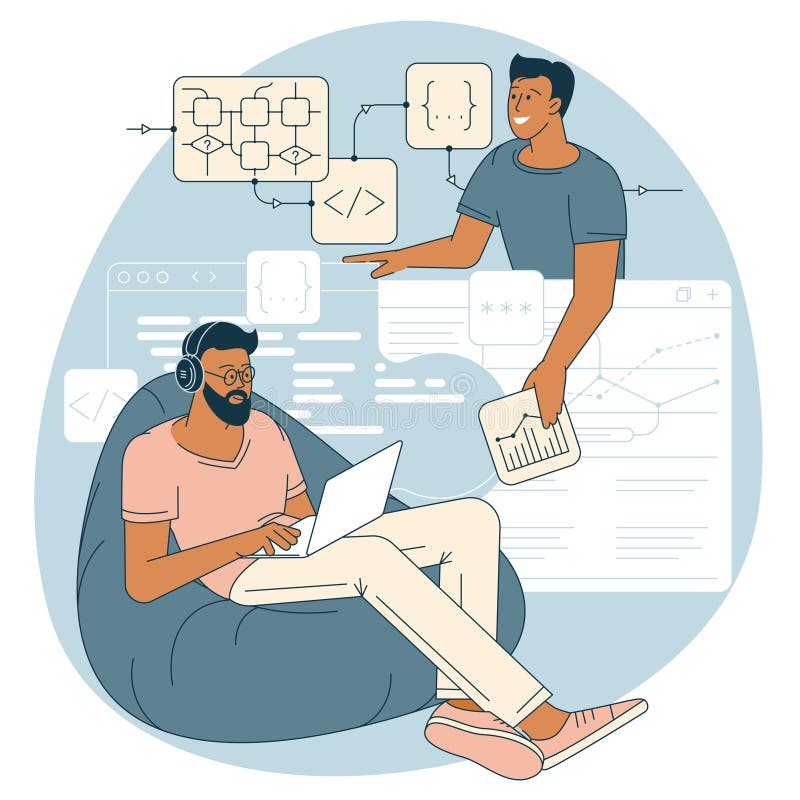 Programmers and Coders at Work. Stock Vector - Illustration of vector ...