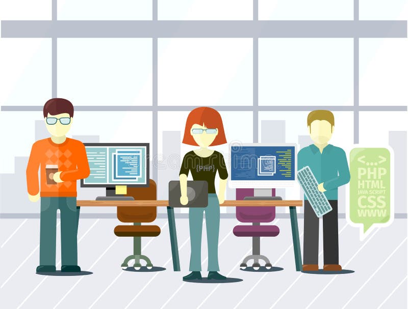 Programmers Coding in Computer, Develop Vector Stock Vector ...