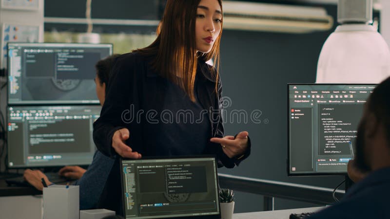 Programmers Collaborating On Group Project Talking About Coding Algorithm Stock Image Image Of
