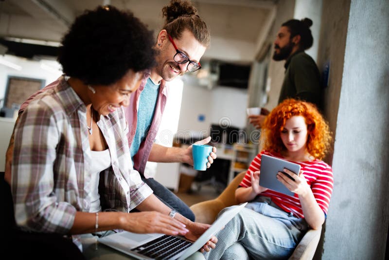 Two Professional Programmers Cooperating at Developing Programming and Website Working in a ...