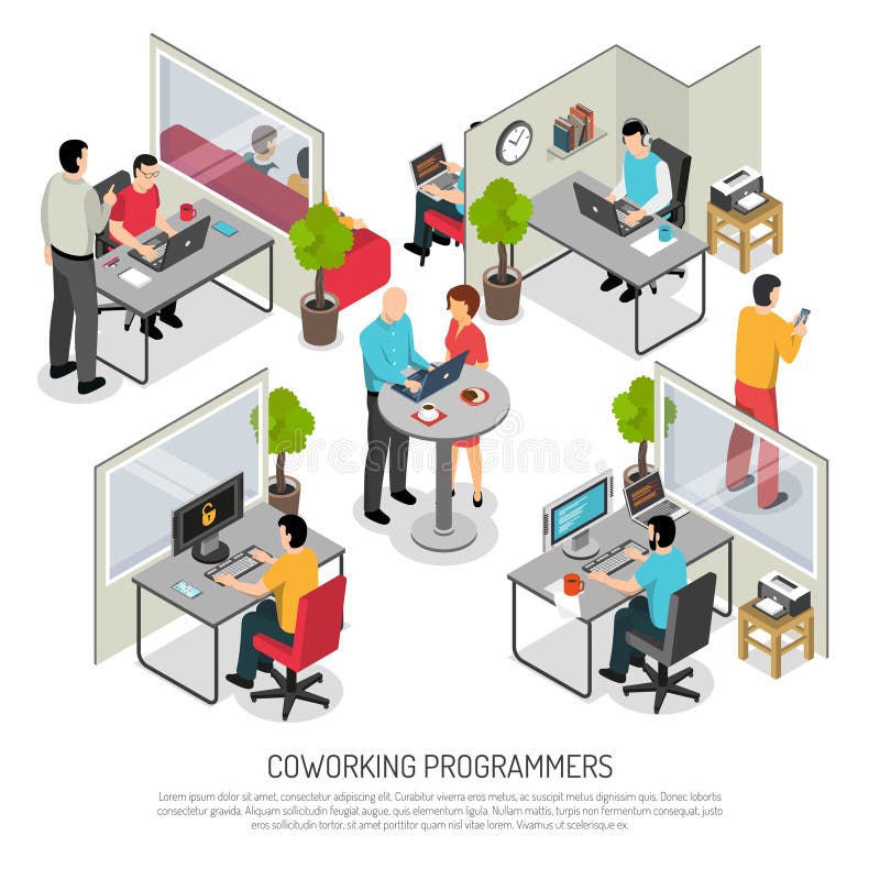 Isometric Programmers Interview Composition Stock Vector - Illustration of programming, laptop ...