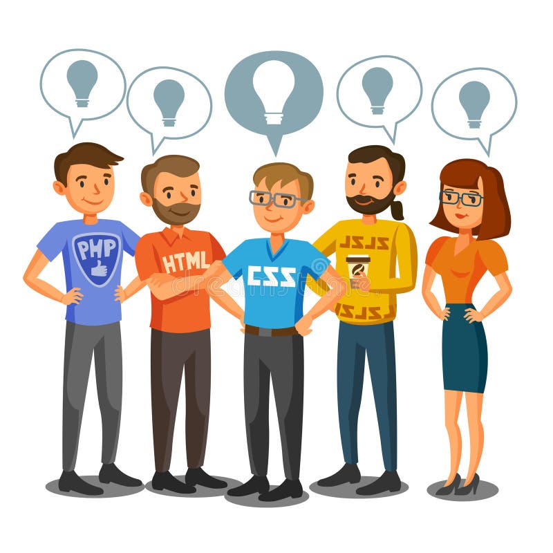 Programmers Developers Process Coding Teamwork Programming C Stock Vector Illustration Of