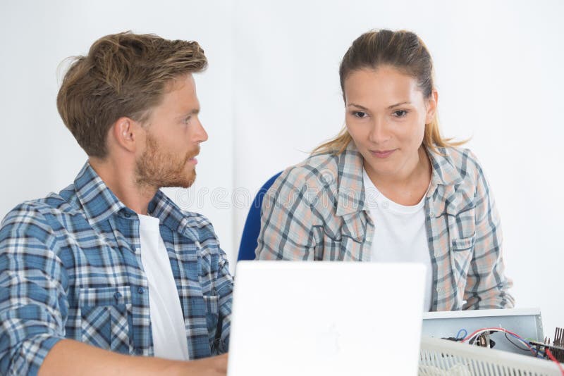 Programmers Dressed Casually Together with Computer Stock Image - Image ...