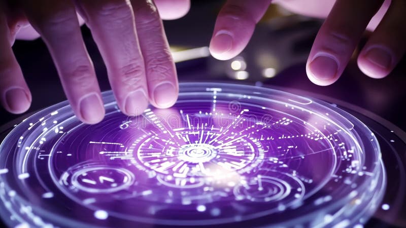 Programmers Interacting with Futuristic Holographic Interface in Dark ...