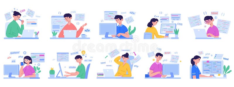 Programmers, Software Developers, Code Engineer Characters. Human ...