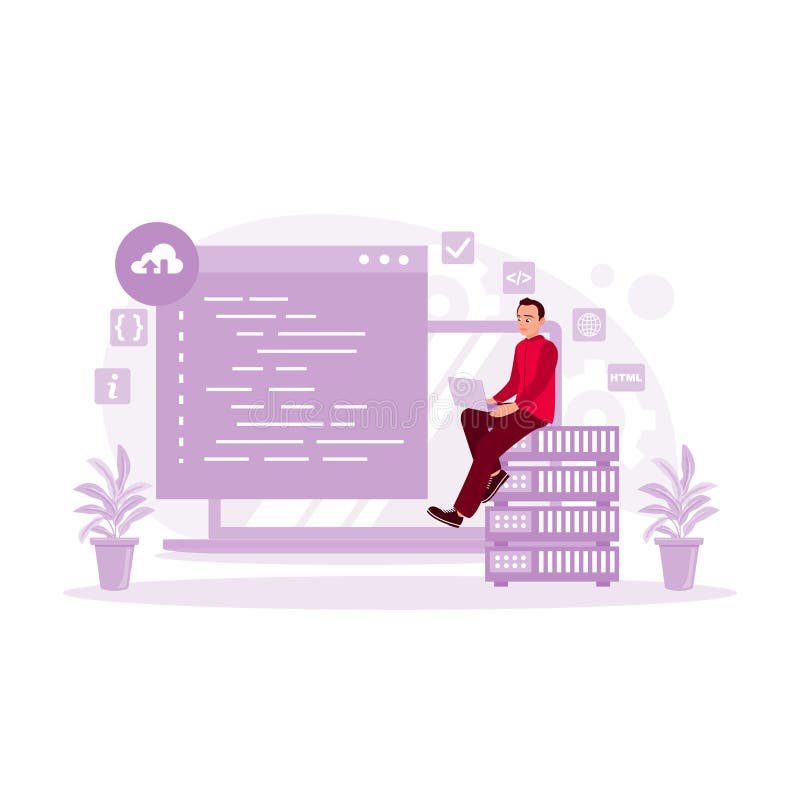 Programmers Use Laptops To Write Software Code. Database Concept Stock ... Programmers Use Laptops To Write Software Code. Database Concept Stock ...