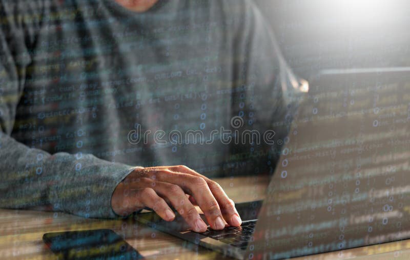 Programmers Work With Computer Code On A Virtual Interface Digital Software Technology