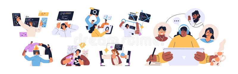 Programmers Work On Computer Set Coders Programming Testing Code