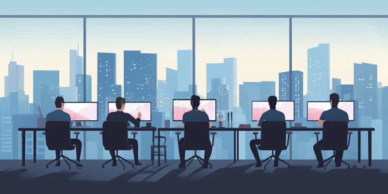 Programmers Work in an Office in a Big City. Office Workers, Designers ...