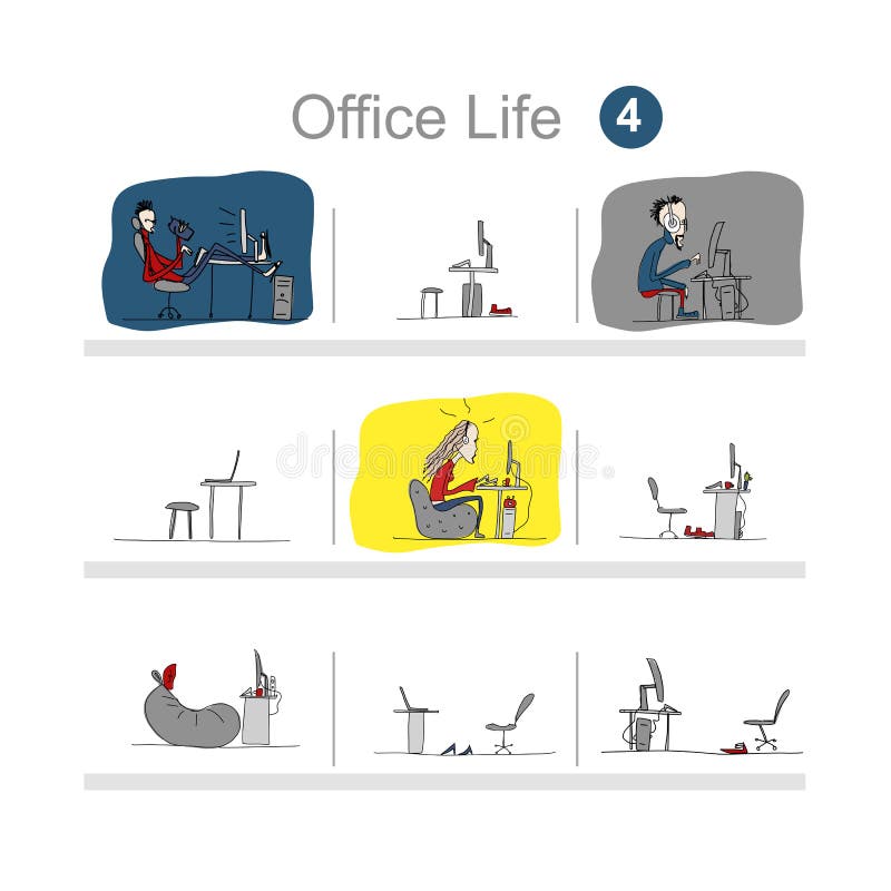 Programmers at Work, Office Life, Sketch for Your Design Stock Vector ...