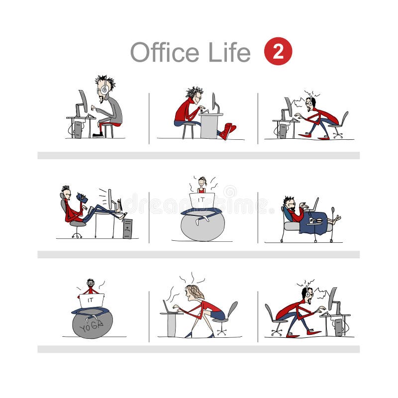 Programmers at Work, Office Life, Sketch for Your Design Stock Vector ...