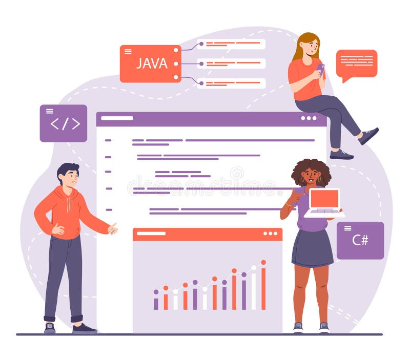 Programmers Working Concept Stock Vector - Illustration of isolated ...