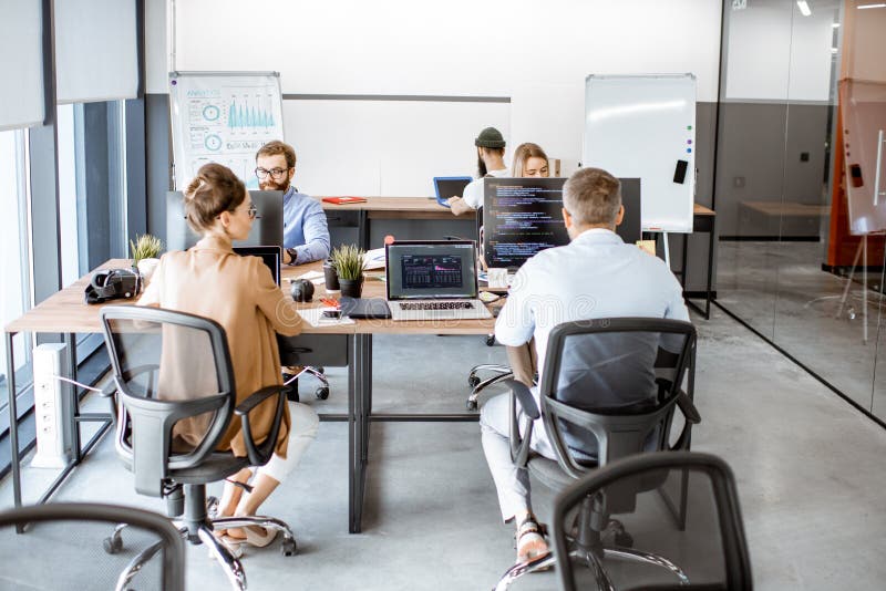Programmers Working at the Office Stock Image - Image of internet ...