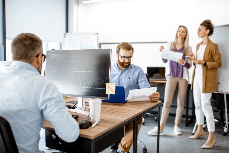 Programmers Working at the Office Stock Image - Image of software ...