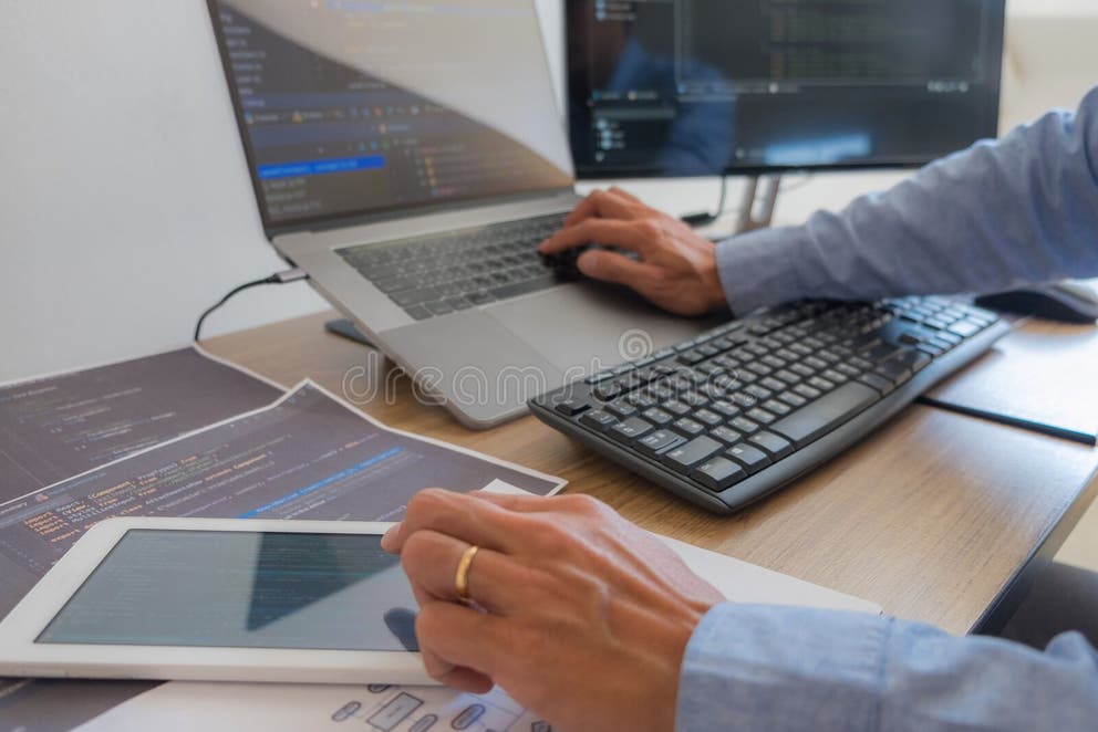 Programmers Working in Programming Programmer, Developer and Coding Technology Website Design ...