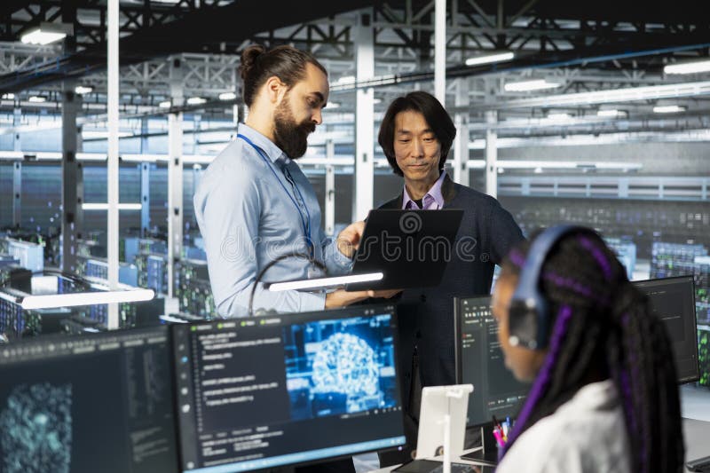 Programmers Working Together, Coding in Data Center, Updating Deep Learning Stock Image - Image ...