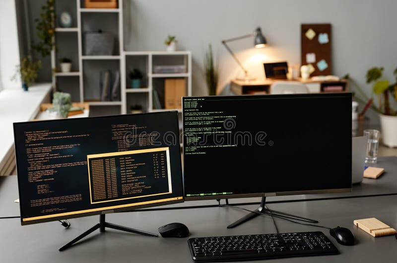 Programmers Workplace in Office Stock Image - Image of indoors, career ...