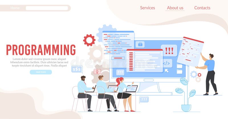 Programmier- Und Coding-Service-Flat-Landing-Page Vektor Abbildung ...