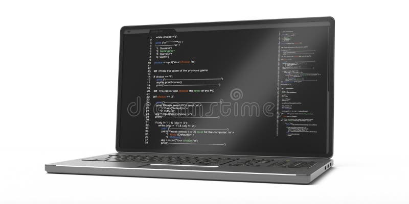 Programmiercode Auf Einem Laptop-Bildschirm, Schwarzer Hintergrund 3D ...