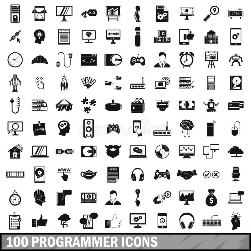 Programmierer Icons Set vektor abbildung. Illustration von ikonen ...
