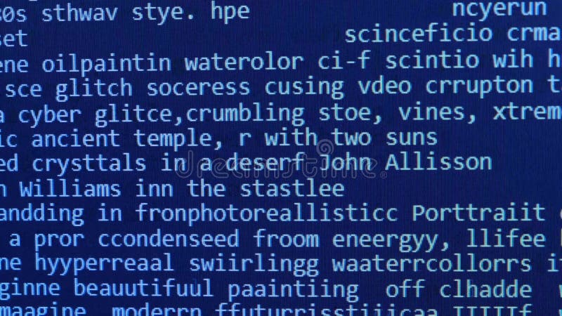 Programming Blue Screen. Many Numbers and Latin Letters on the Screen ...