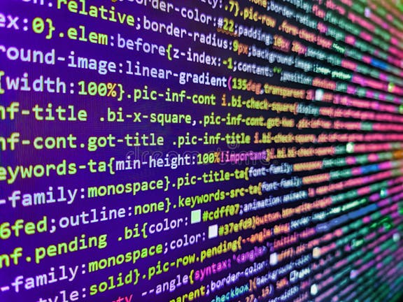 Programming Code Abstract Screen. Desktop PC Monitor Photo. Php Code on Blue Background in Code ...