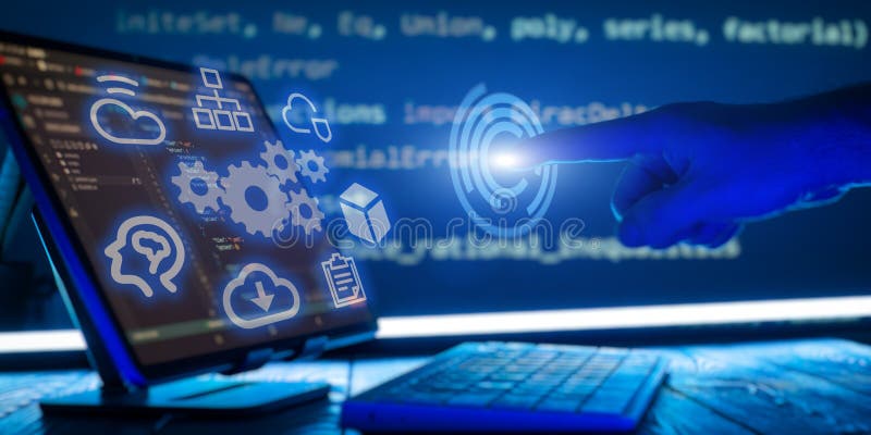 Programming Code Abstract Screen Of Software Developer Coding Script Text On Screen Stock